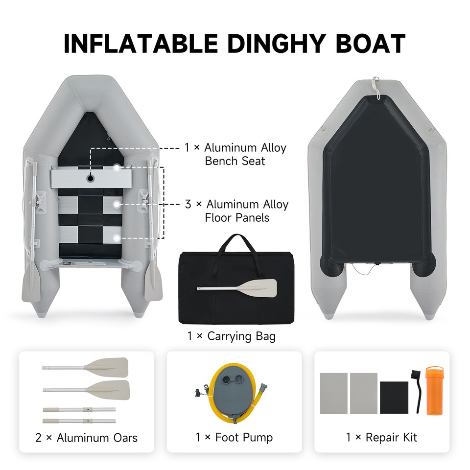 7.5ft Inflatable Boat Dinghy Tender Pontoon Rescue&Dive Boat Fishing ...
