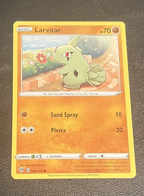 Pokémon TCG Larvitar Darkness Ablaze 086/189 Regular Common Card Near ...