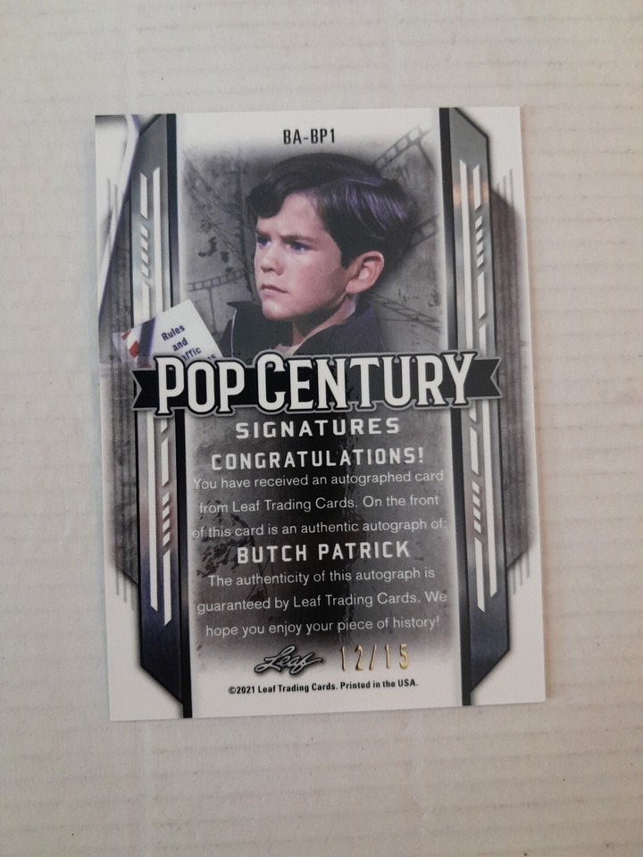 Butch Patrick /15 Purple Ice Autograph Card 2021 Leaf Pop Century Eddie ...