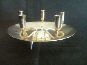 ANGORA ENGLAND SILVERPLATE ON COPPER INTERNATIONALIST FIVE TAPER CANDLE ...