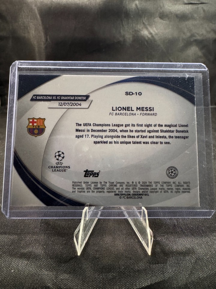 2024 LIONEL MESSI TOPPS CHROME UEFA CHAMPIONS LEAGUE STARBALL DEBUT SD ...