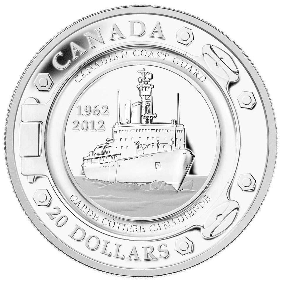 2012 $20 50 Years of the Canadian Coast Guard - Pure Silver Coin 1 oz w ...