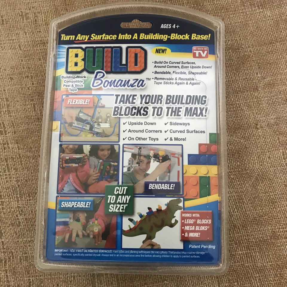 BUILD BONANZA Block Peel & Stick Tape Works w/LEGO® & Mega® blocks ...