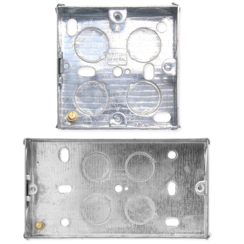 METAL SOCKET BACK BOXES Single Double 25mm Flush Wall Plug Light Switch ...