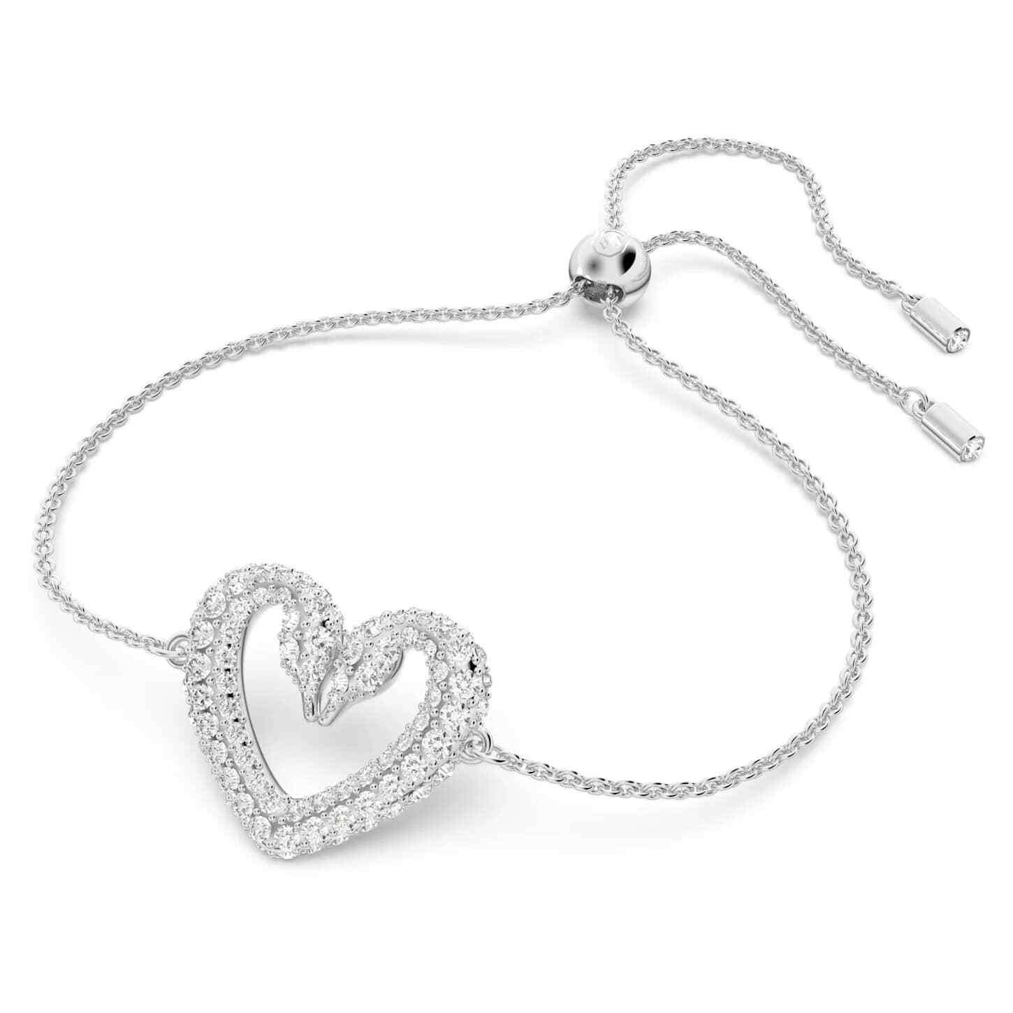 Swarovski Crystal Sublima Bracelet, Heart, Small, White, Rhodium Plated ...