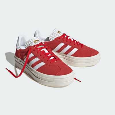 adidas Originals Women's GAZELLE BOLD ID6990 Red Footwear Gold Metallic ...