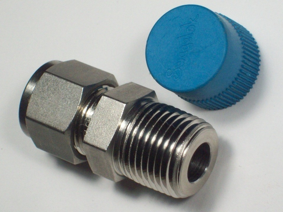 1- Swagelok Stainless Steel Connector, 1/2" OD Tube x 1/2" MNPT, SS-810 ...