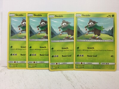 POKEMON 4X SKIDDO 9/131 COMMON CARD SUN & MOON FORBIDDEN LIGHT NM/MINT ...