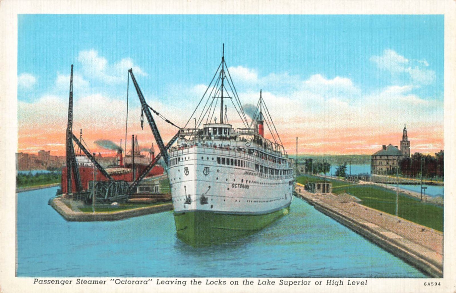 Postcard Passenger Steamer "Octorara" leaving Docks Lake Superior VTG ...