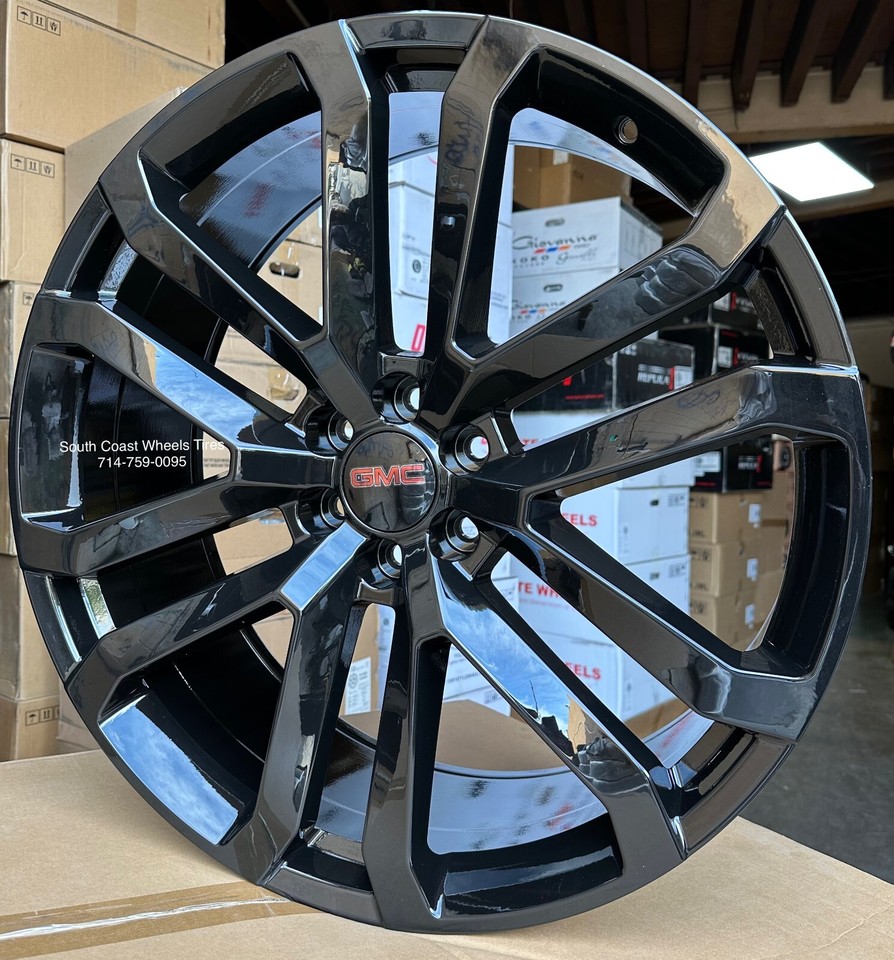 26" inch FR95 BLACK WHEELS fits GMC Sierra Yukon CHEVY Silverado Tahoe ...