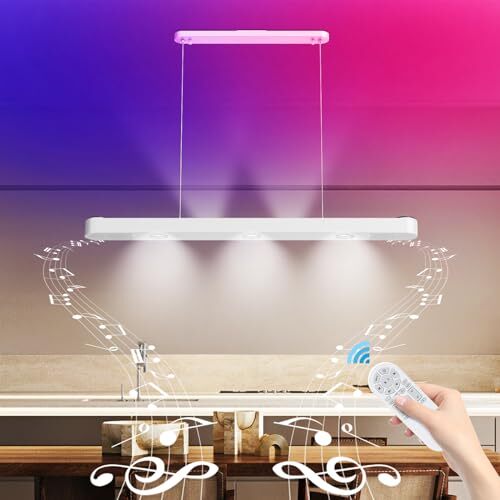 39” Smart Pendant Light with Bluetooth Speakers, 50W 2500 Lumens ...