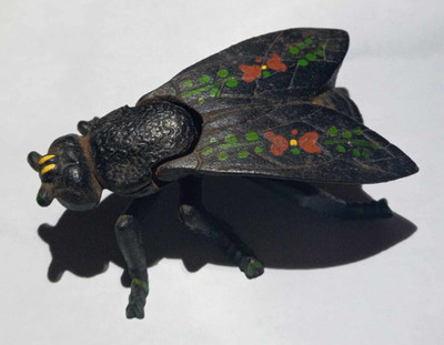 Vtg Cast Iron FLY Painted Ashtray Match Holder Trinket Box Key Hide 4 ...