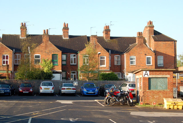 Photo 6x4 Station carpark and Abbey Street Rugby The back of houses in ...