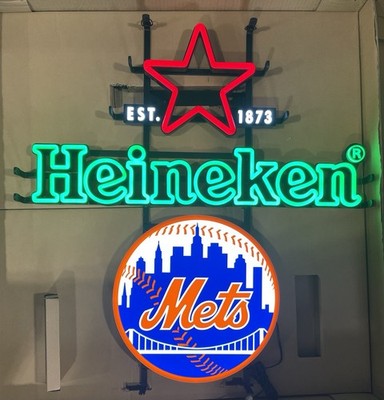 NEW YORK METS HEINEKEN BEER LIGHT UP LED SIGN = NEW IN BOX!!!!!! | eBay