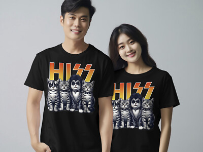 Funny Cat T-Shirt for Men and Women HISS Band Parody Graphic Tee Cute ...