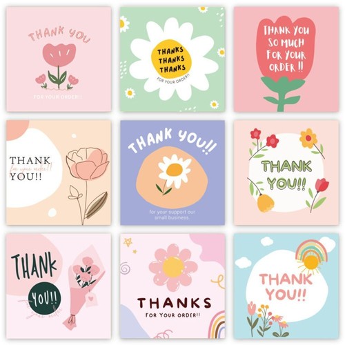 100PCS 6cm*6cm Gratitude Labels Multicolor Greeting Postcards Universal ...