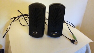 PAIR OF GENIUS SPEAKERS ---MULTIMEDIA--CLEAR --PC COMPUTER SPEAKERS ...