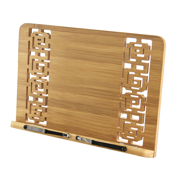Bamboo Book Stand Recipe Cookbook / Tablet Holder with 2 Metal Page ...