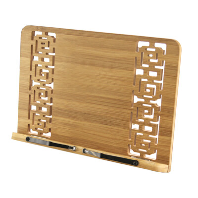 Bamboo Book Stand Recipe Cookbook / Tablet Holder with 2 Metal Page ...