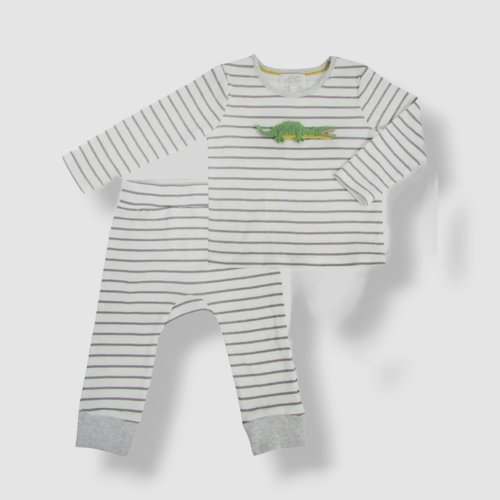 $70 Albetta Baby White Crocodile Striped Top w/ Matching Pants Size 12 ...