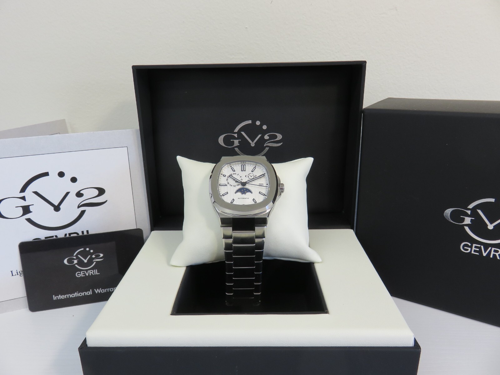 GV2 by Gevril Men's 18400B Potente Moon Phase Swiss Automatic Sellita ...