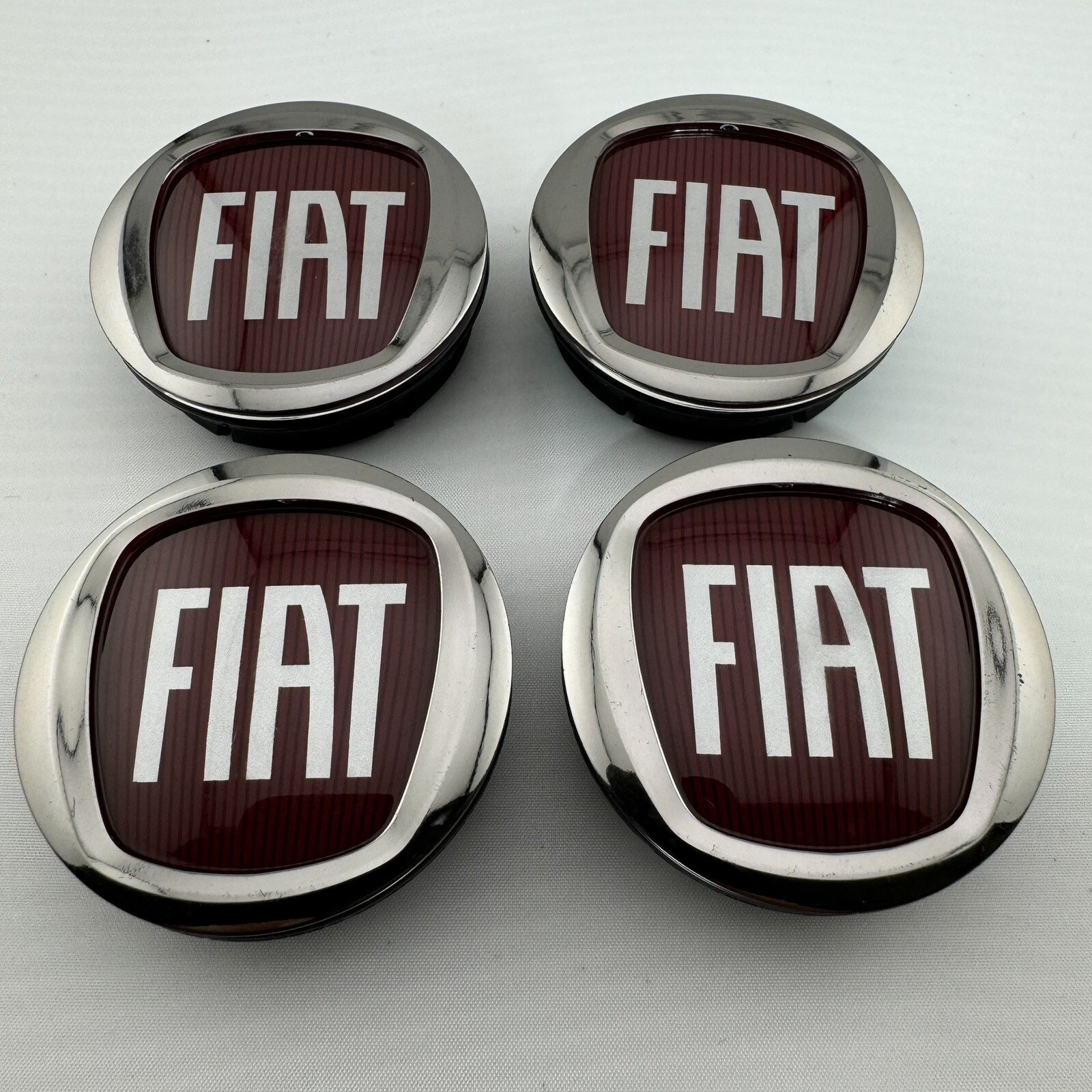 Set of 4 FIAT 500 Punto 124 B632 49mm Center Caps Very Clean Red ...