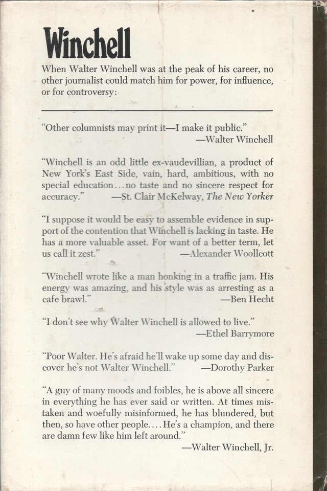 WINCHELL by BOB THOMAS Doubleday 1971 Hardcover (Walter Winchell) | eBay