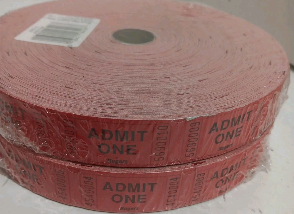 2 Rolls 4,000 Admit One Tickets Carnival Fun Fair Festival Raffle Red ...