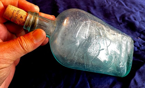 Antique L&W American Whiskey Bottle Flask, Shaking Hands, Eagle | eBay
