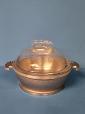 Small vtg GUARDIAN SERVICE WARE round, aluminum Casserole Dish w/Glass ...