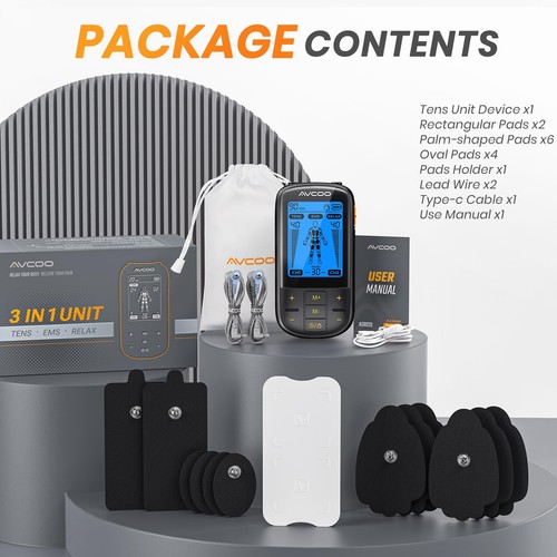 3-in-1 TENS Unit Muscle Stimulator with 30 Modes, 40 Intensities TENS ...