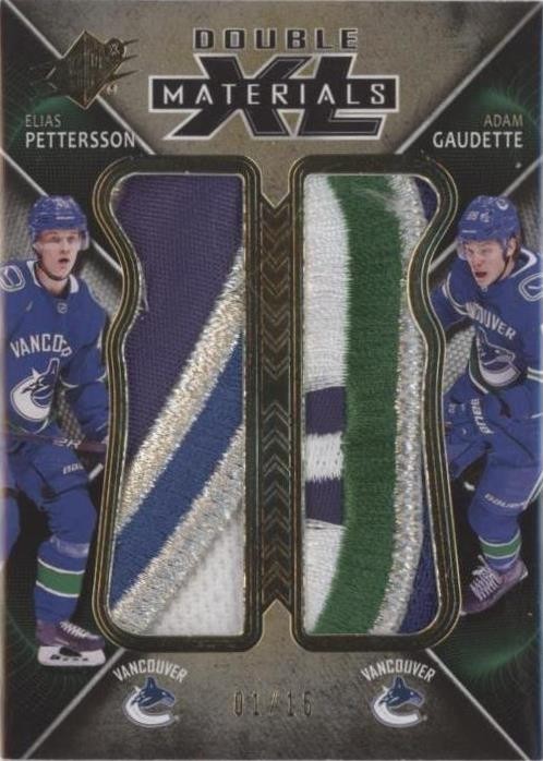 2018-19 SPx - Double XL Duos Materials Tier 1 Elias Pettersson, Adam ...