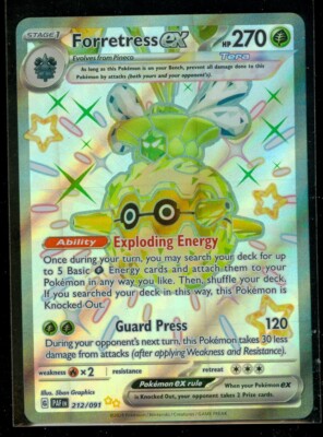 Pokemon SHINY FORRETRESS EX 212/091 - Paldean Fates - ULTRA RARE FULL ...