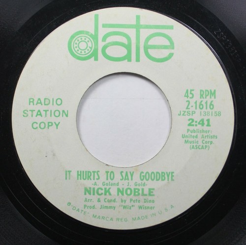 Pop Promo 45 Nick Noble - It Hurts Pour Say Goodbye / My Maria Sur Date ...