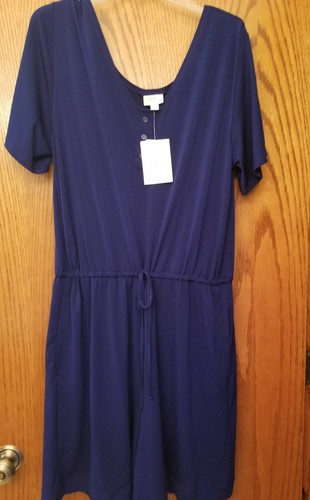 LuLaRoe XANTHE ROMPER XL SOLID BLUE Pockets NWT | eBay