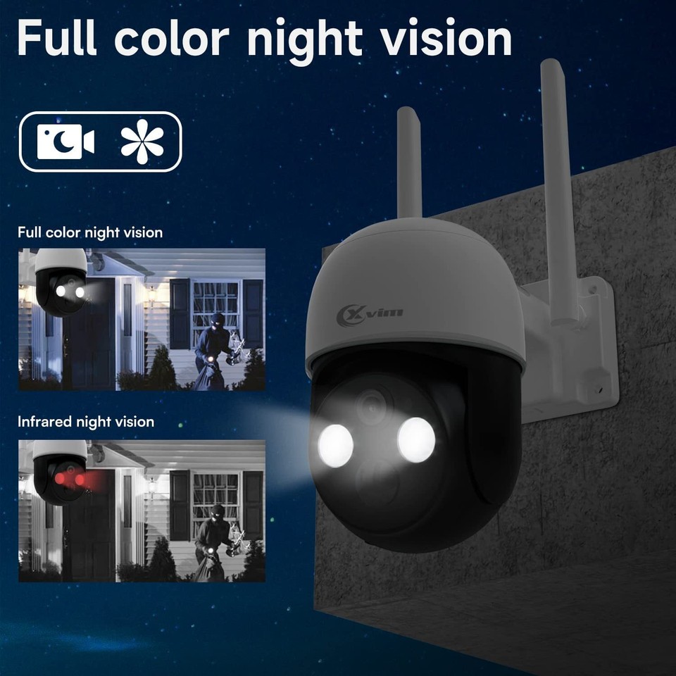 4MP Wireless Solar Powered Camera Outdoor WiFi 2.5K PTZ Home Security ...