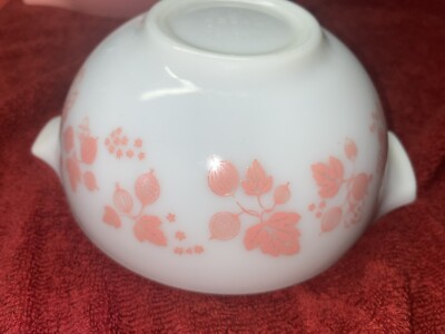 Genuine Pyrex 443 2 1/2 qt. Pink on White Cinderella Gooseberry Nesting ...