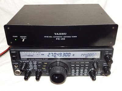YAESU FT-847S HF～430MHz Ham Radio Transceiver & FC-20 Tuner Working ...