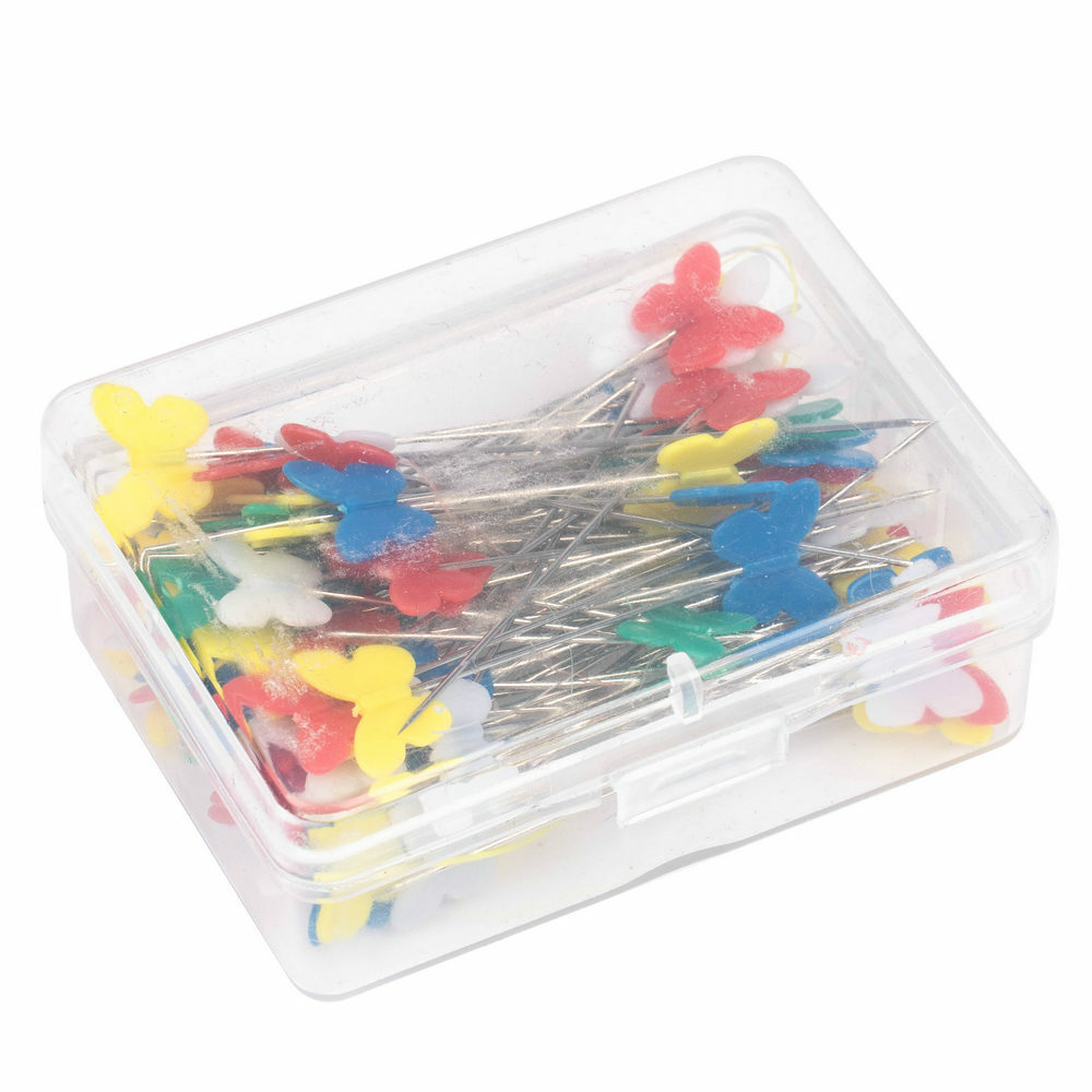 100pcs Sewing Pins Flat Flower Head Straight Pins for Dressmaker Craft ...