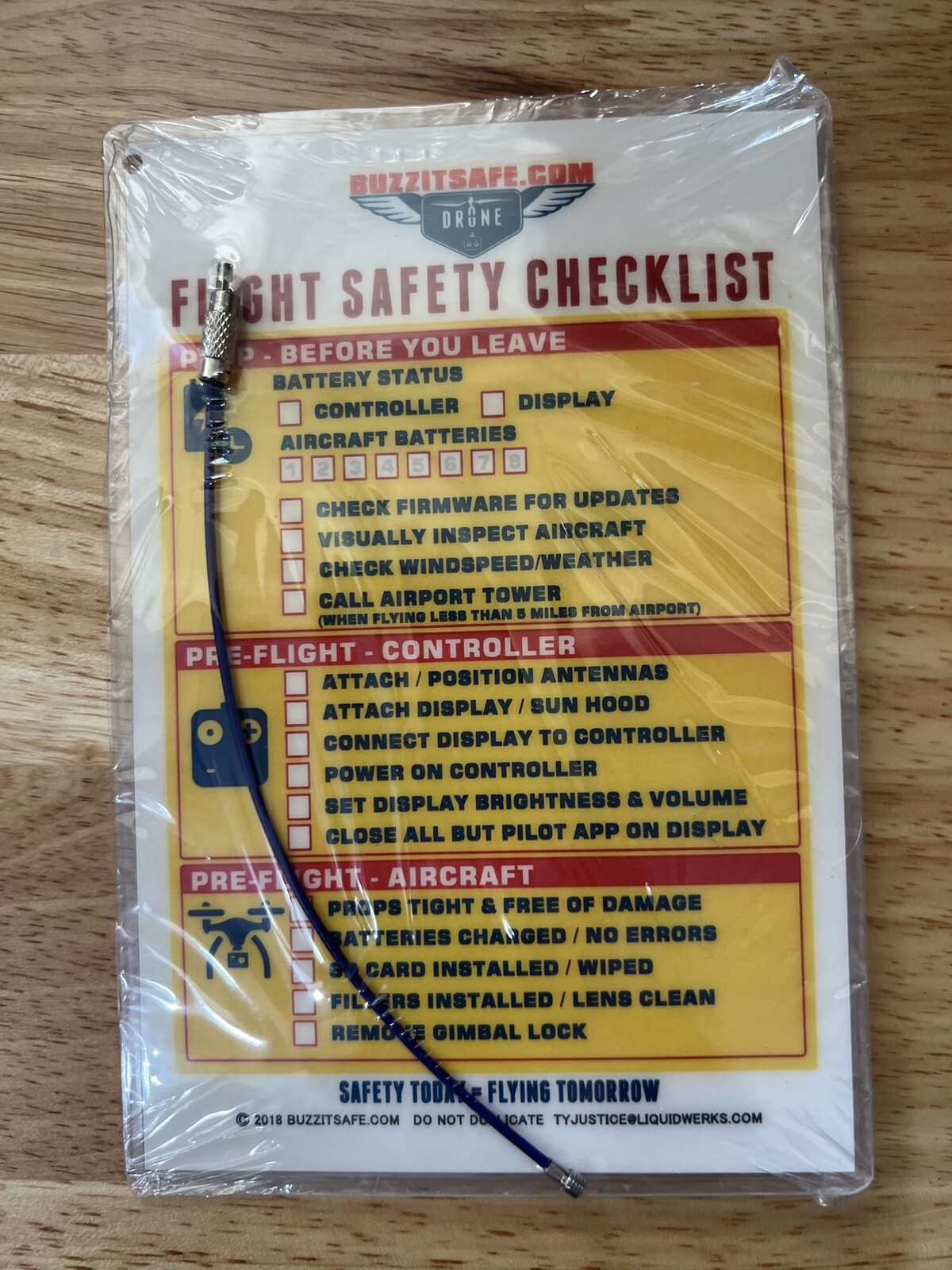 Drone Flight safety checklist laminated with wire loop safety checklist ...