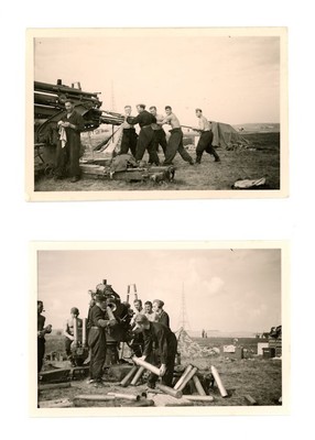 German 88mm gun and crew in firing position , 2 photo set. Original WW2 ...