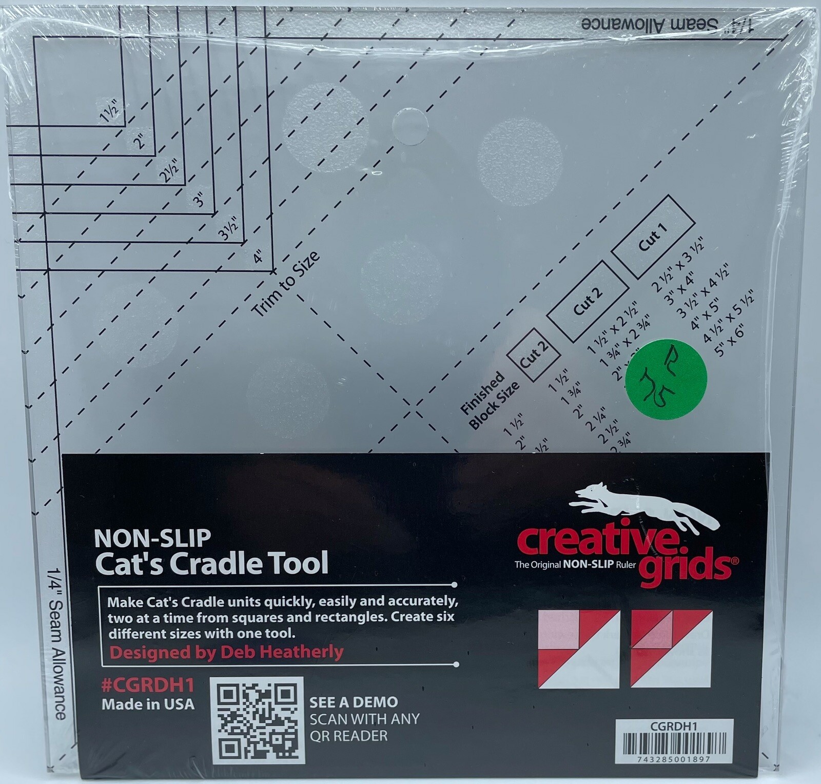 Creative Grids Cat's Cradle Tool Quilt Ruler Non Slip Deb Heatherty ...