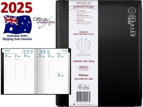 2025 BLACK B5 Deluxe PVC Diary Week To View Monthly Tabs Wiro Upward ...