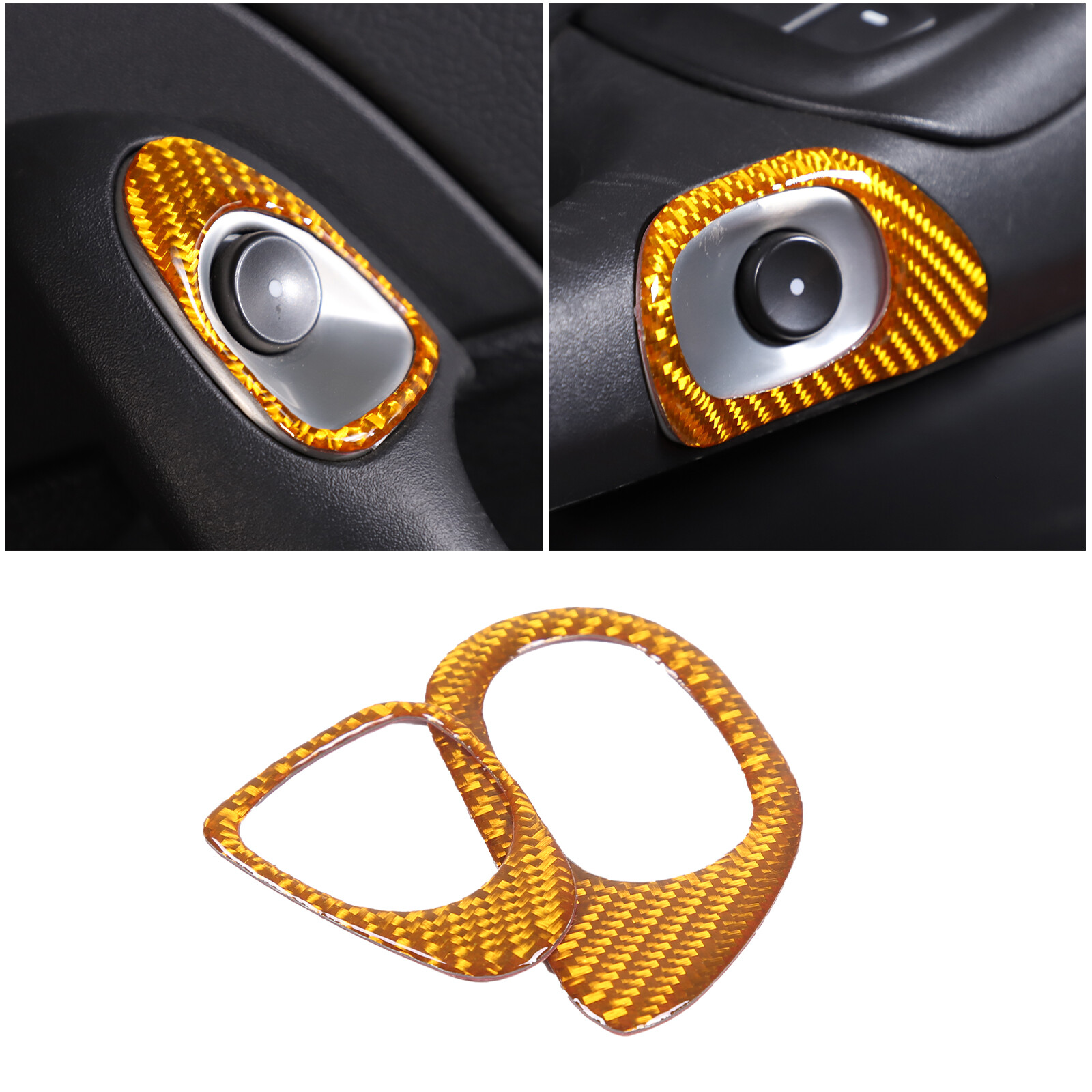 Yellow Carbon Fiber Interior Door Switch Button Trim Cover For Corvette ...