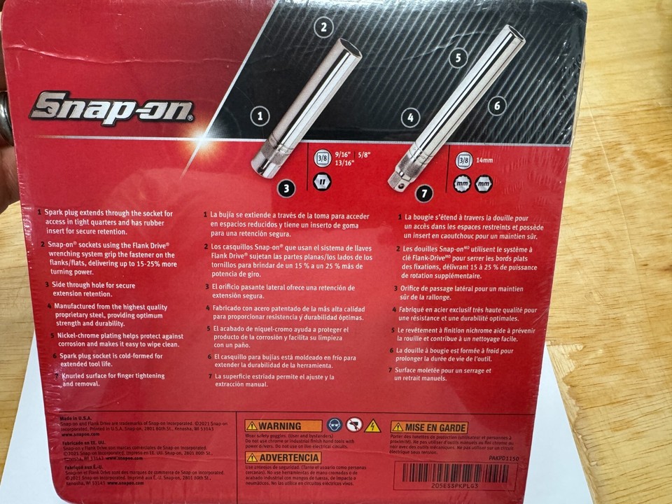 Snap-on Tools USA NEW 3/8" Drive EXTRA DEEP Spark Plug Socket Set ...