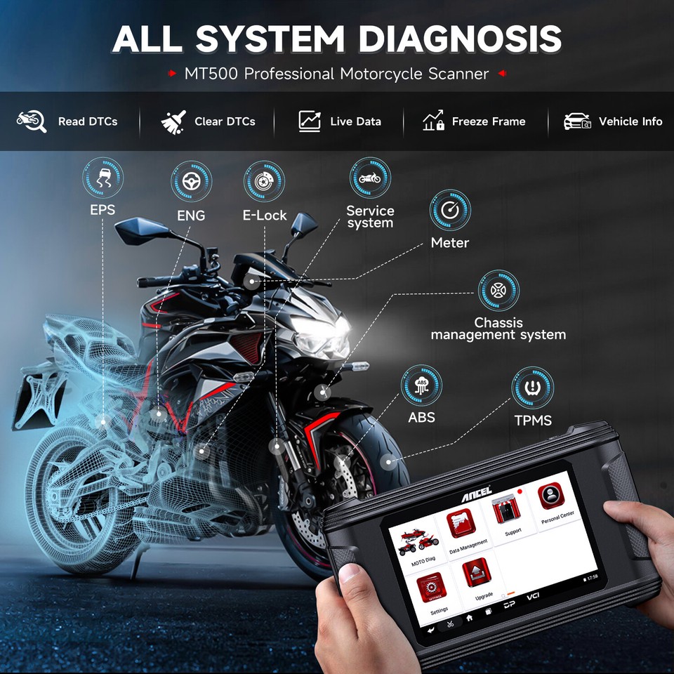 ATV UTV Motorcycle Scanner OBD2 Diagnostic Tool All System for BMW ...