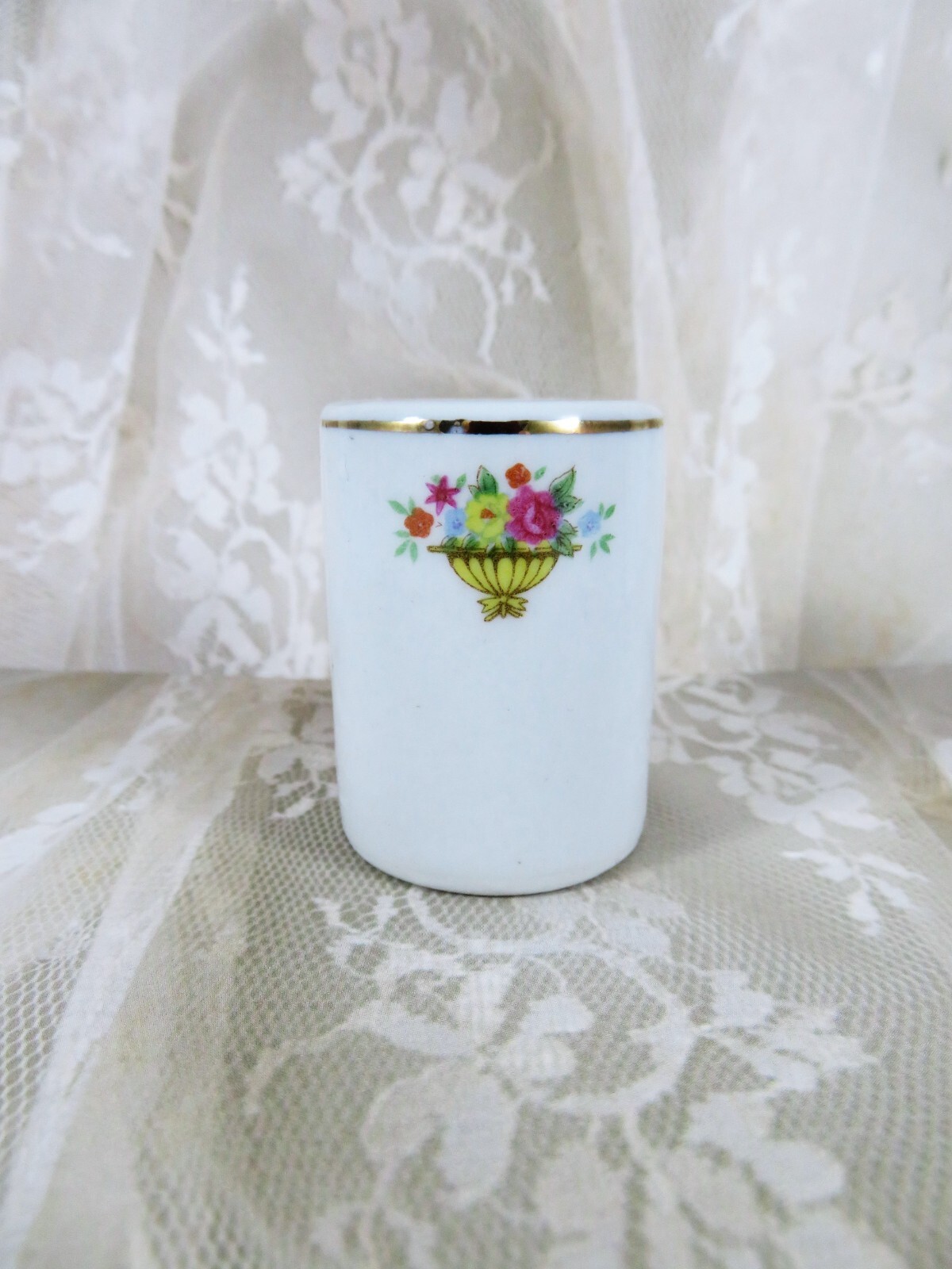 Old Style Chinese Toothpick Pot Porcelain Gold Accent Vintage 1960s | eBay