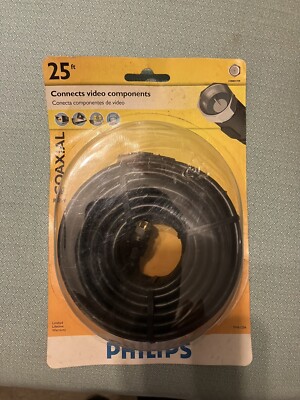 New Philips RG59 Coaxial Cable 25FT Black Connects Video Components | eBay