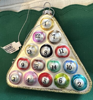 West Elm Pottery Barn Glass Pool Balls Triangle Ornament NWT | eBay