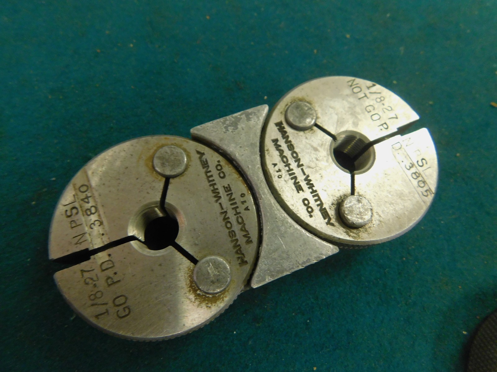 Hanson Whitney Go & No Go Pipe Thread Ring Gage Set 1/8"-27 NPSL | eBay